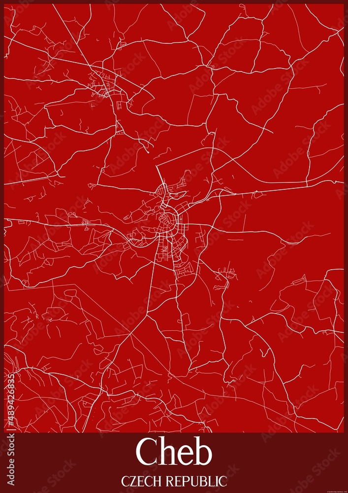 Red map of Cheb Czech Republic. Stock Illustration | Adobe Stock