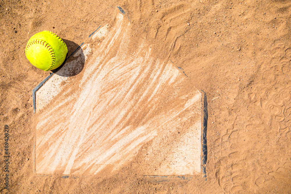 Softball photos infield on a bright sunny day. Stock Photo | Adobe Stock