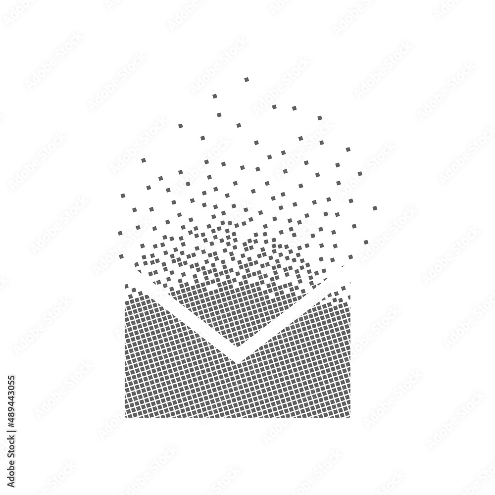 Mail icon animated pixel dot art. Mail pixel flat-solid. Dissolved and ...