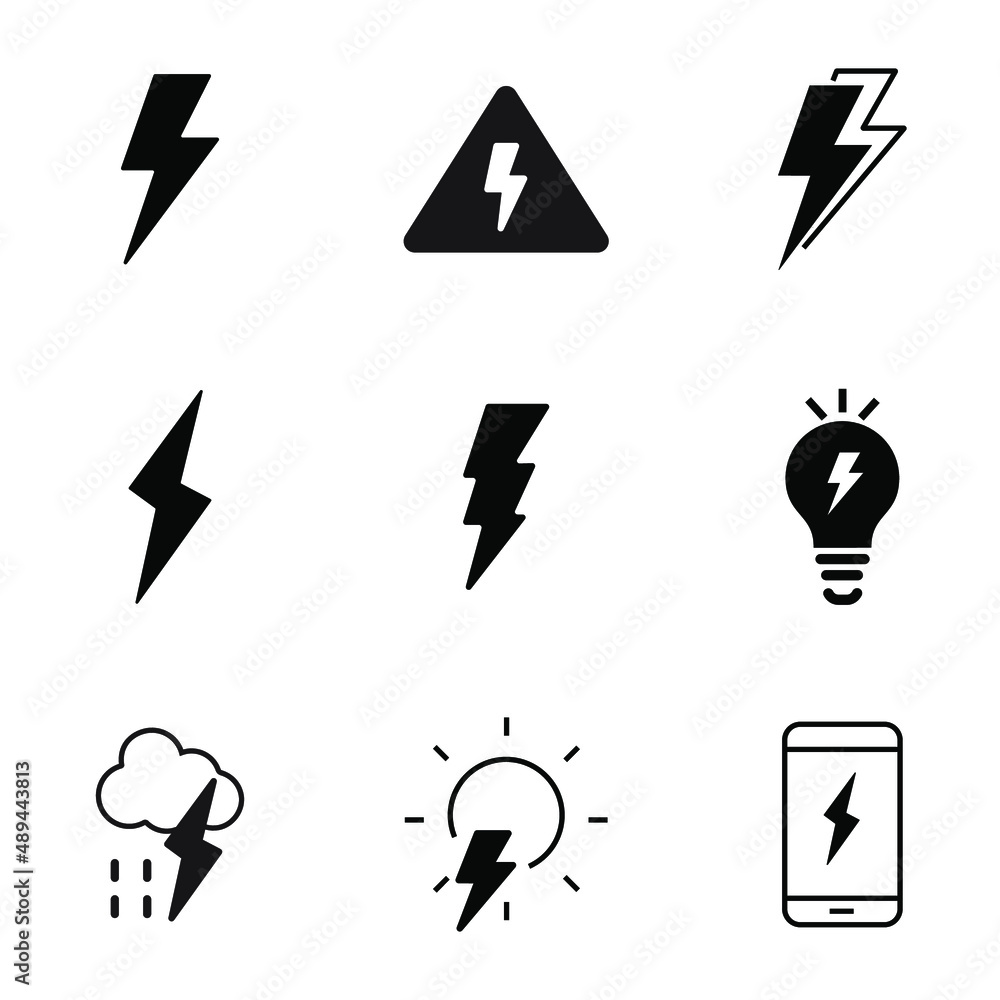 Lightning icons set . Lightning pack symbol vector elements for ...