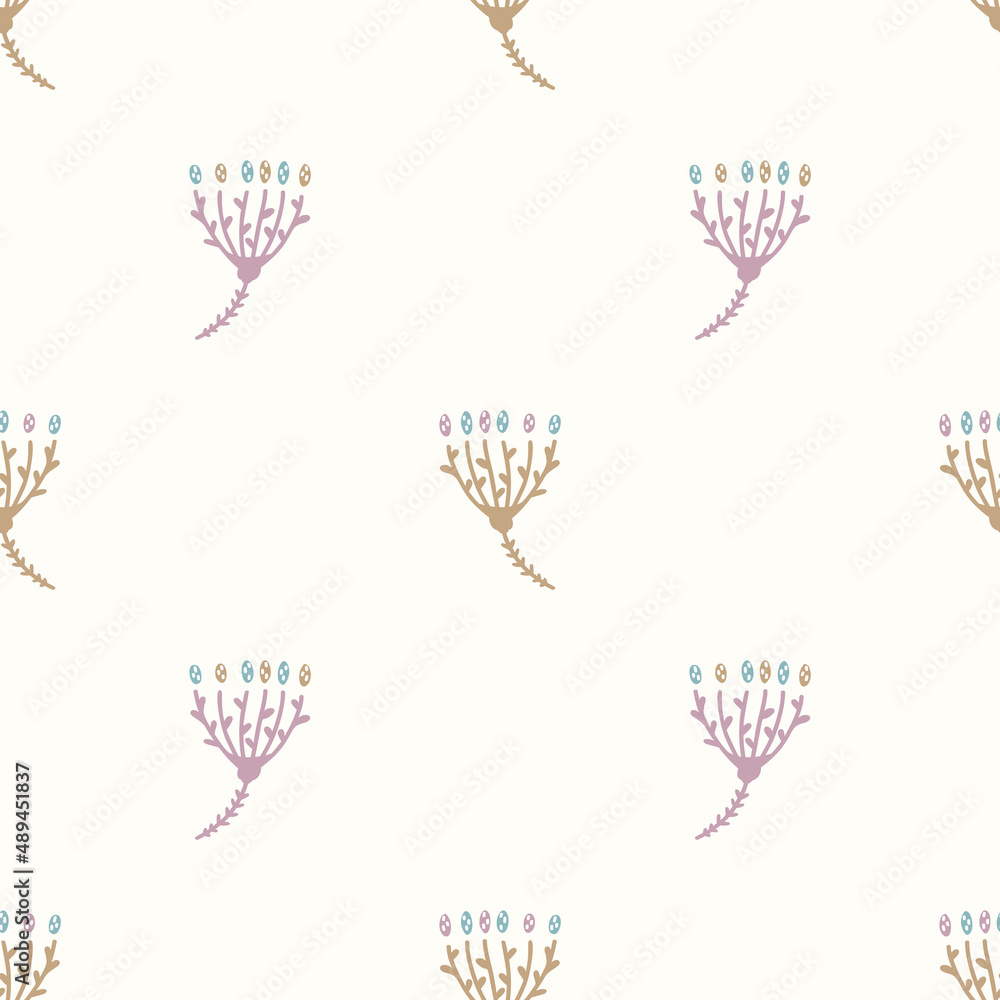 Gender neutral sprigged foliage seamless vector background. Simple ...