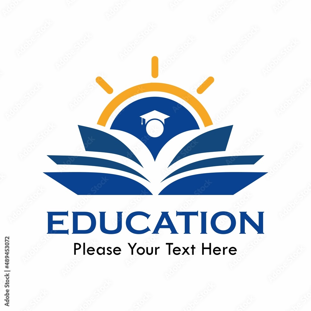 Education logo template illustration. there are book, peopel with sun ...
