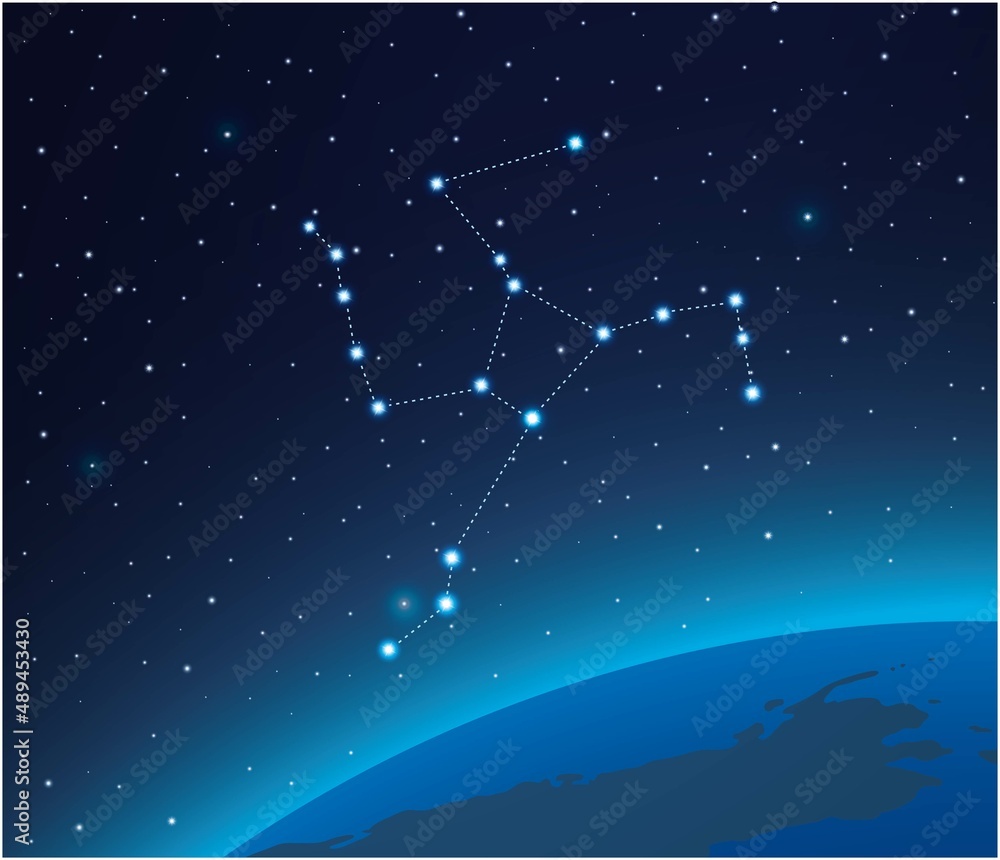 Constellation Hercules with planet in deep space Stock Vector | Adobe Stock