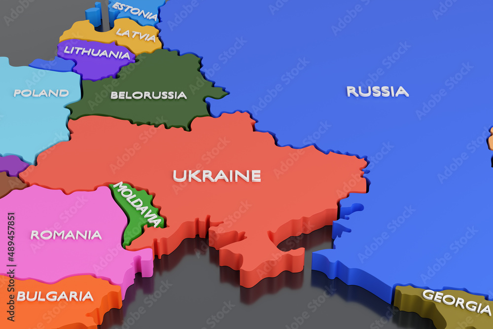 3d map of Ukraine and Russia. 3d illustration. Stock Illustration ...