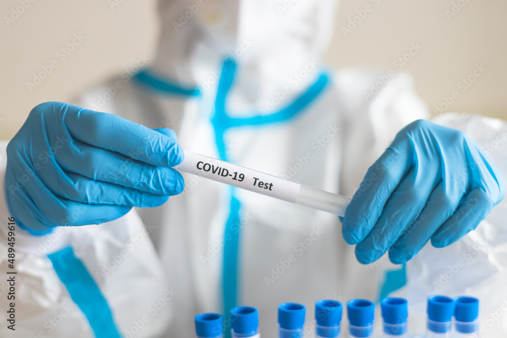 Process of coronavirus PCR antigen testing examination by nurse medic ...