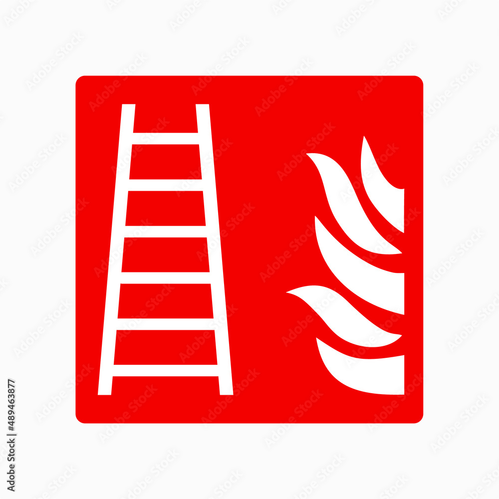 Fire Ladder, Vector Illustration, safety sign. ISO, OSHA and ANSI ...