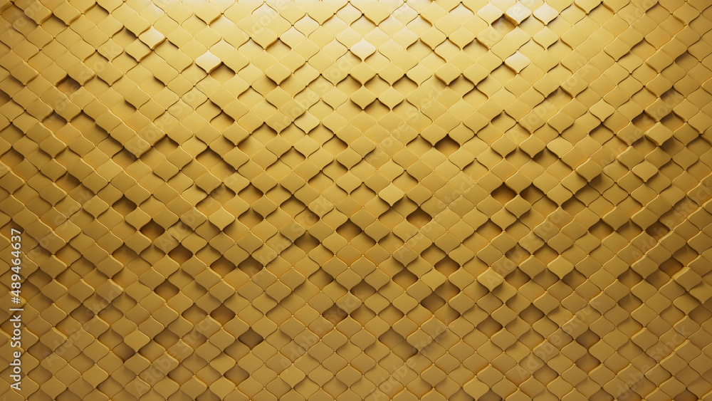 Polished, Semigloss Mosaic Tiles arranged in the shape of a wall ...