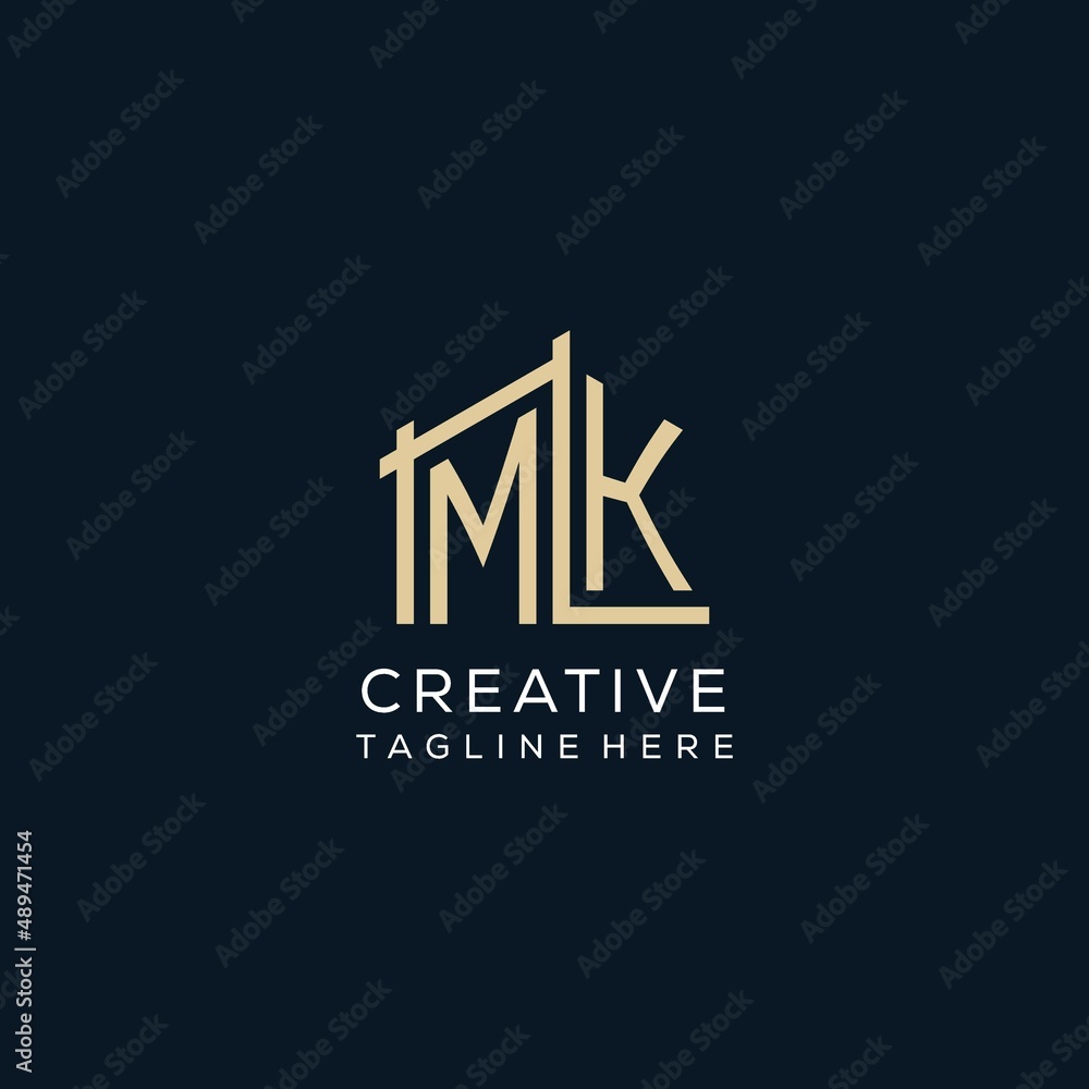 Initial MK logo, clean and modern architectural and construction logo ...