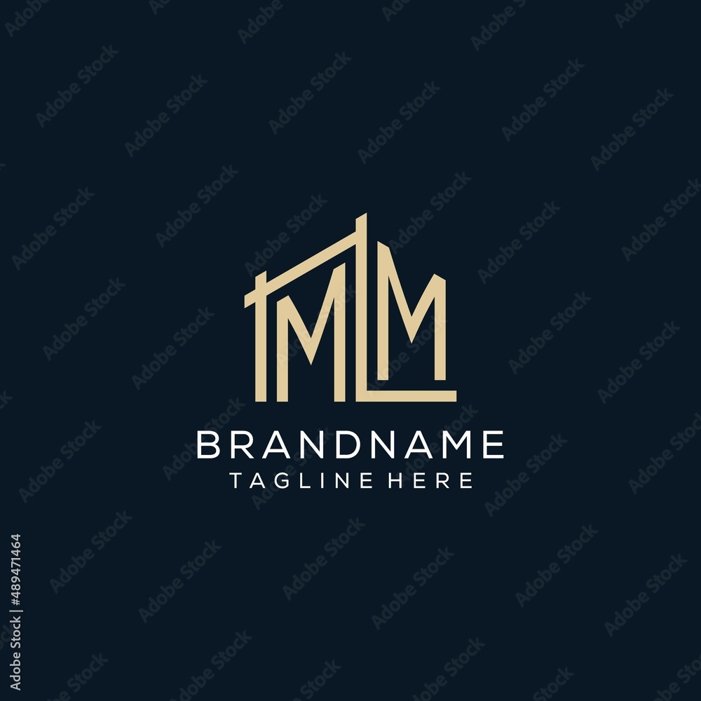 Initial MM logo, clean and modern architectural and construction logo ...