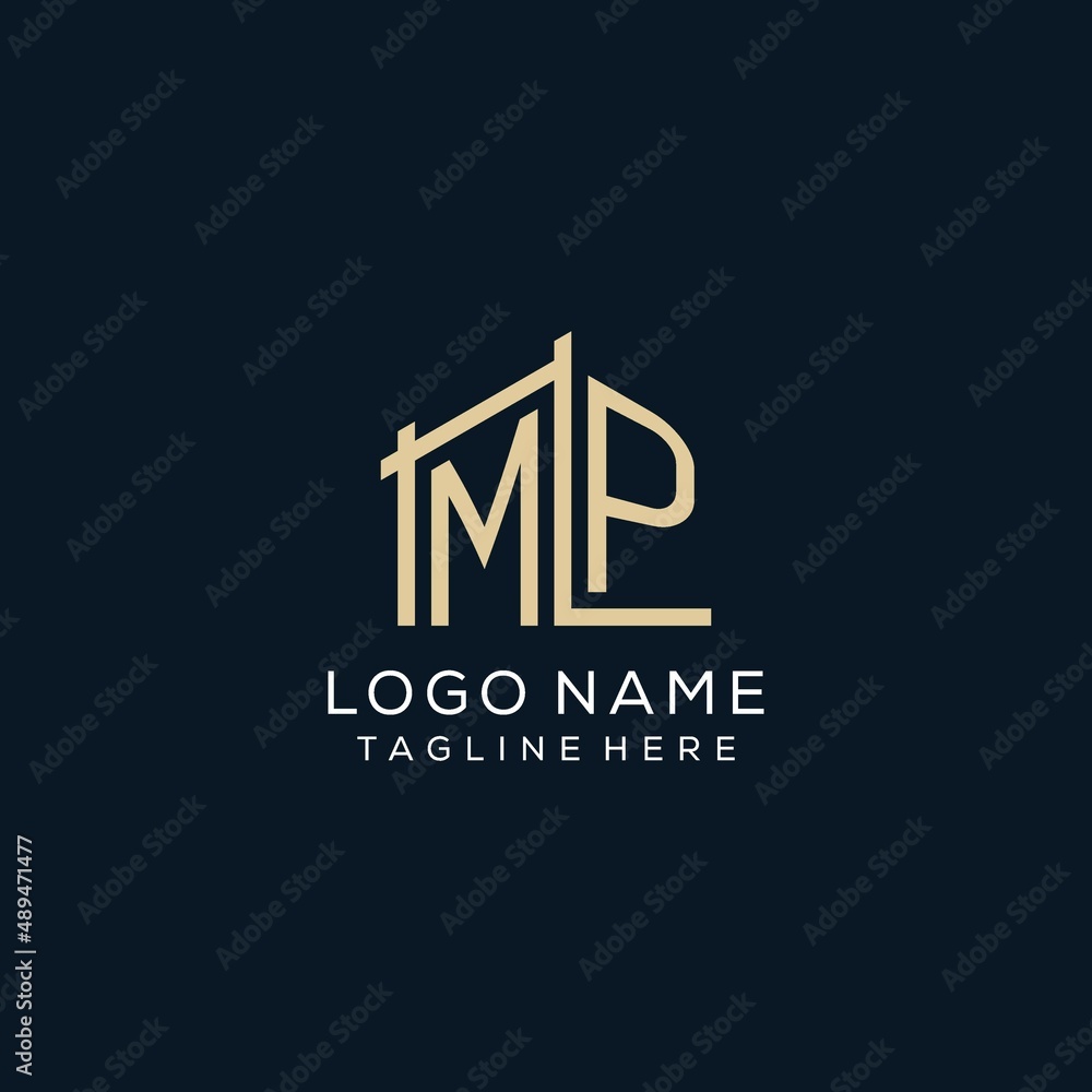 Initial MP logo, clean and modern architectural and construction logo ...