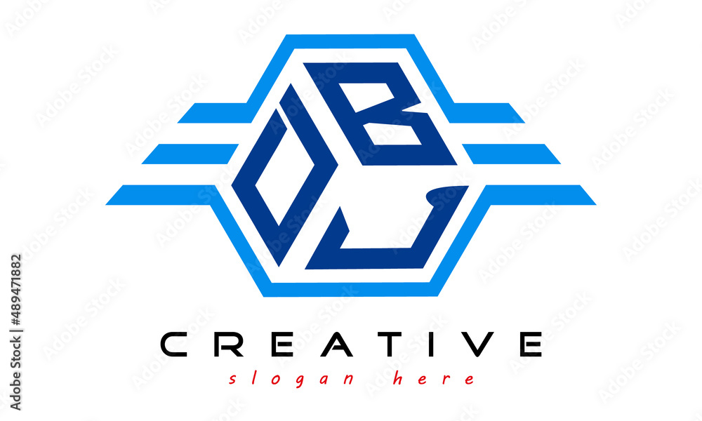 DBJ three letter monogram type emblem badge with wings logo vector ...