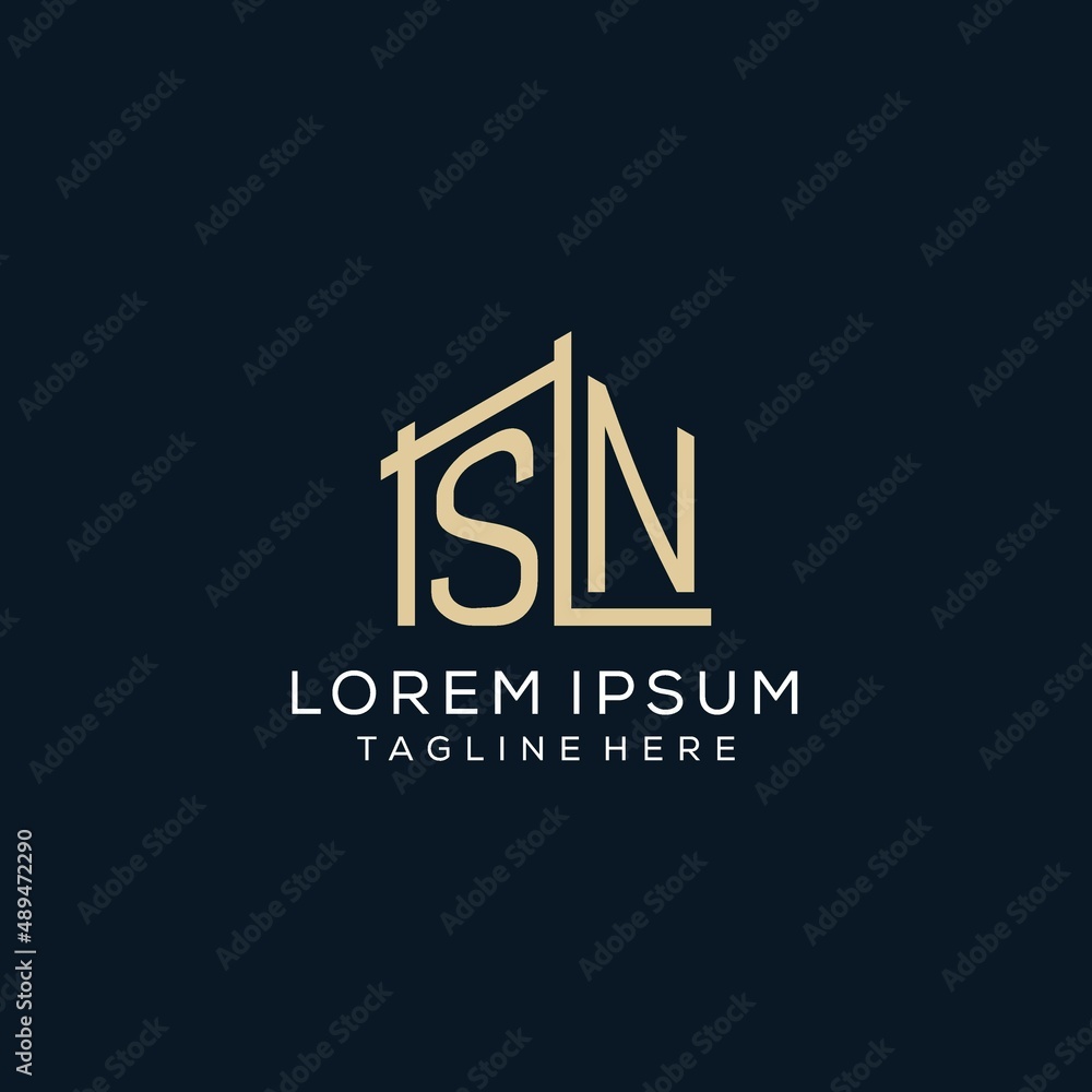 Initial SN logo, clean and modern architectural and construction logo ...