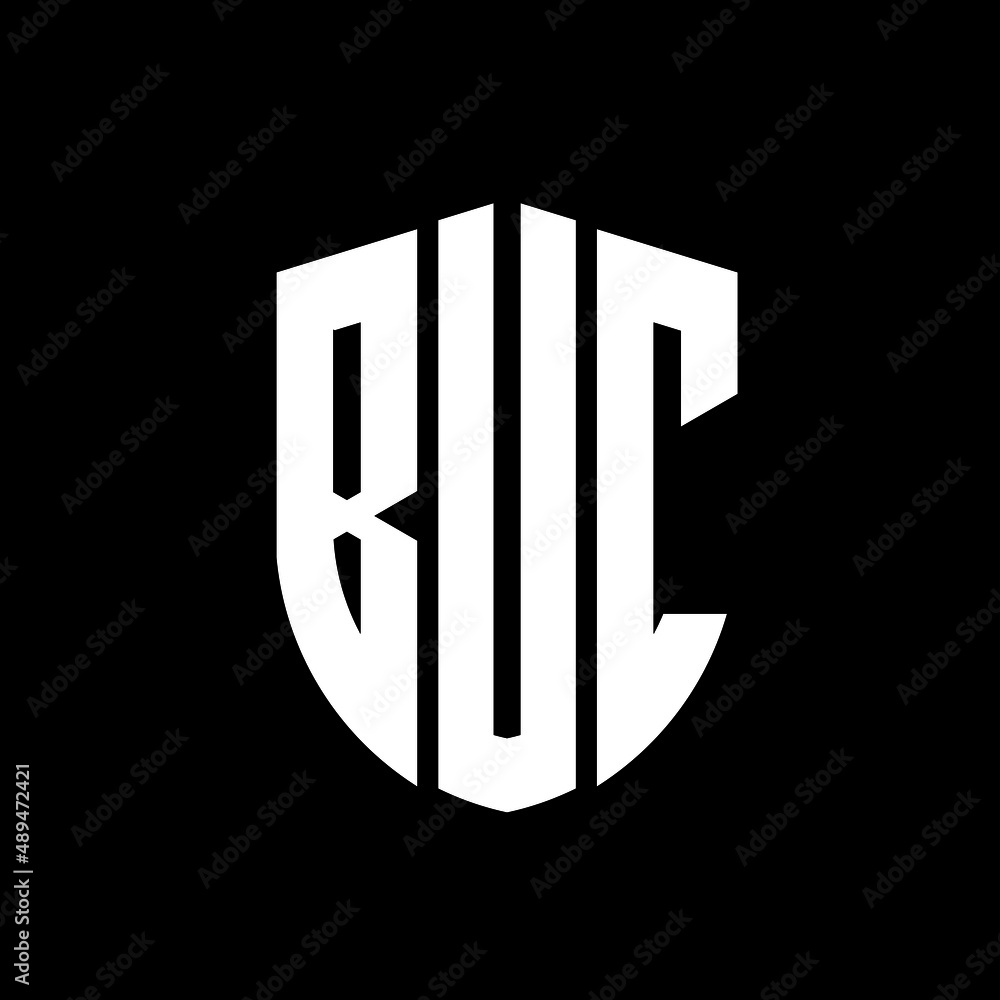 BUC letter logo design. BUC modern letter logo with black background ...