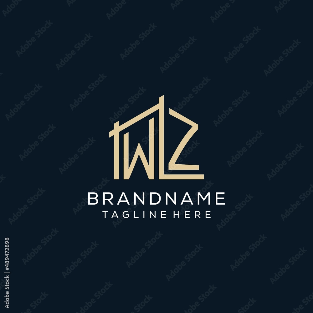 Initial WZ logo, clean and modern architectural and construction logo ...