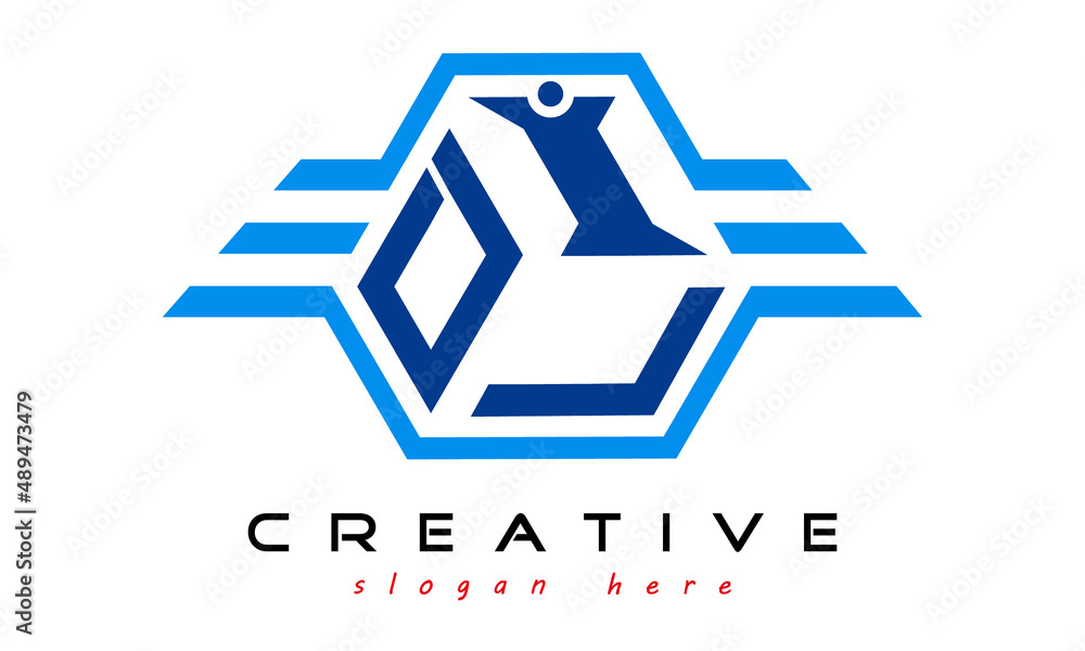 DIL three letter monogram type emblem badge with wings logo vector ...