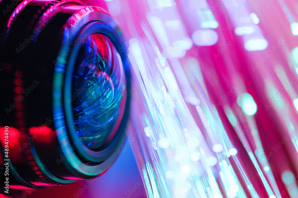 Foto de Camera lens with with multi-colored backlight. Optics ...