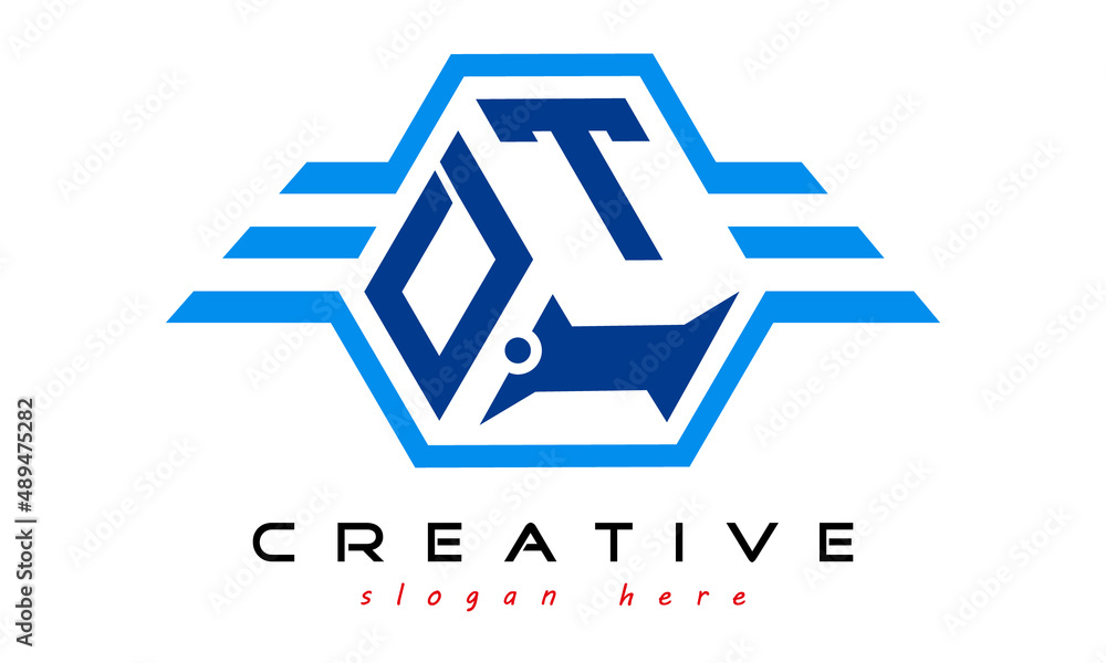 DTI three letter monogram type emblem badge with wings logo vector ...