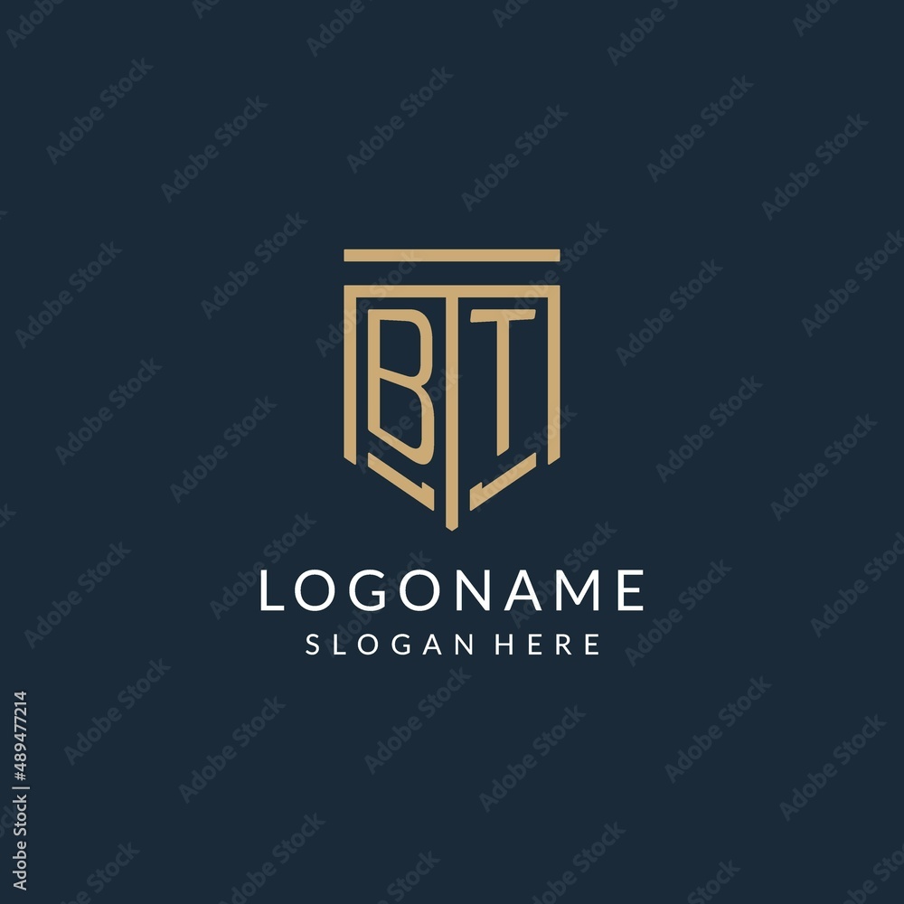Vetor de Initial BT shield logo monoline style, modern and luxury ...