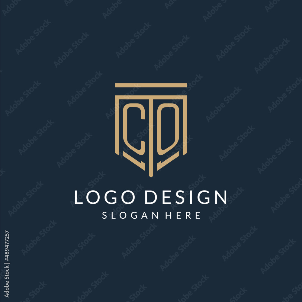 Initial CO shield logo monoline style, modern and luxury monogram logo ...