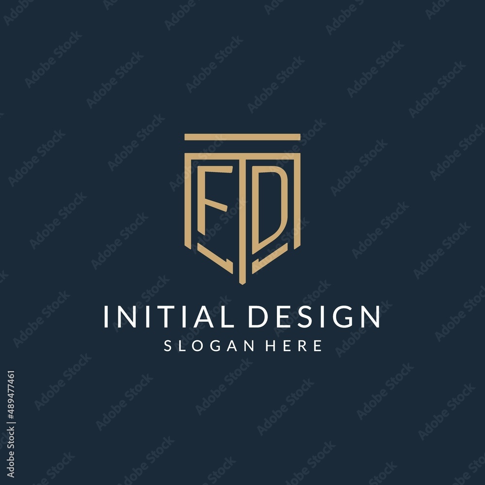 Initial FD shield logo monoline style, modern and luxury monogram logo ...