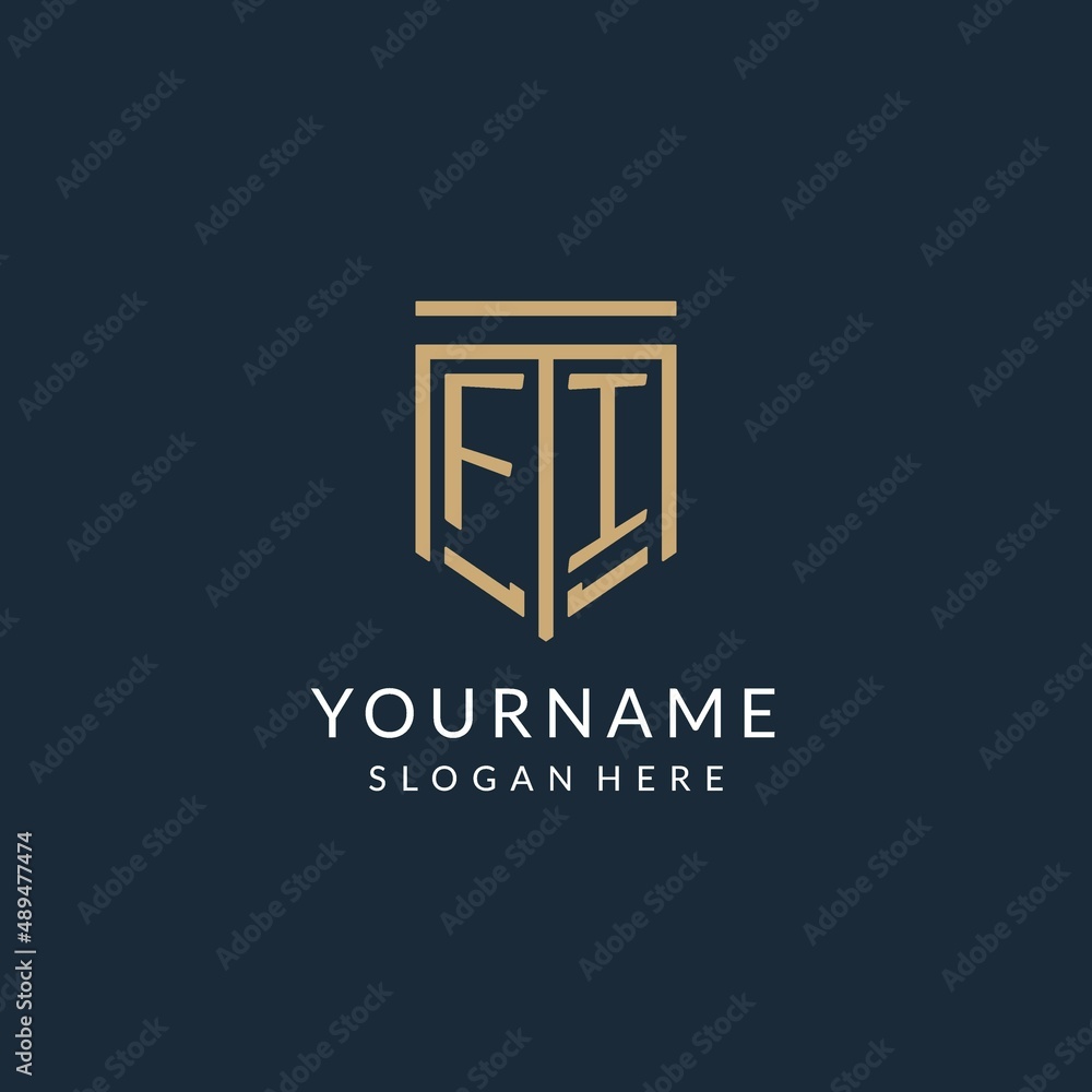 Initial FI shield logo monoline style, modern and luxury monogram logo ...