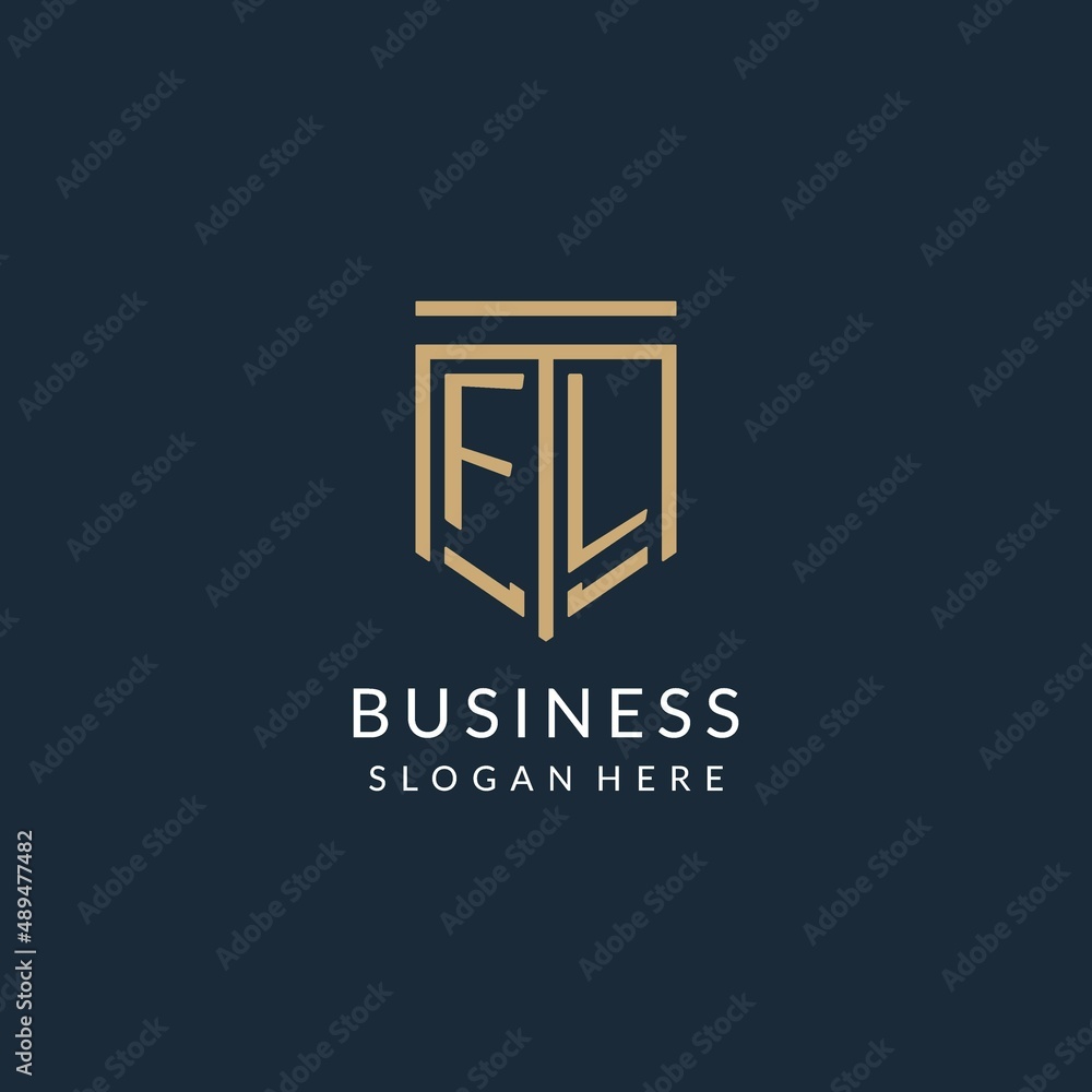 Initial FL shield logo monoline style, modern and luxury monogram logo ...