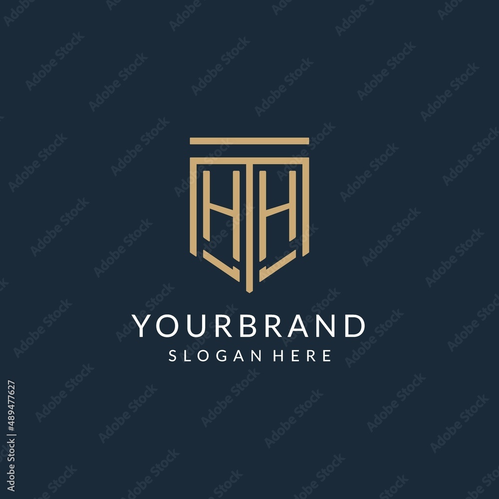 Initial HH shield logo monoline style, modern and luxury monogram logo ...
