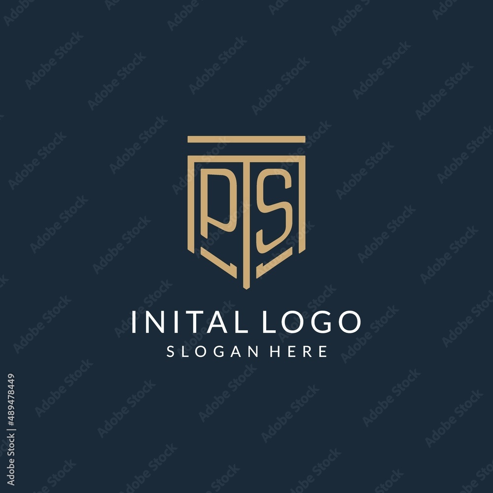 Initial PS shield logo monoline style, modern and luxury monogram logo ...