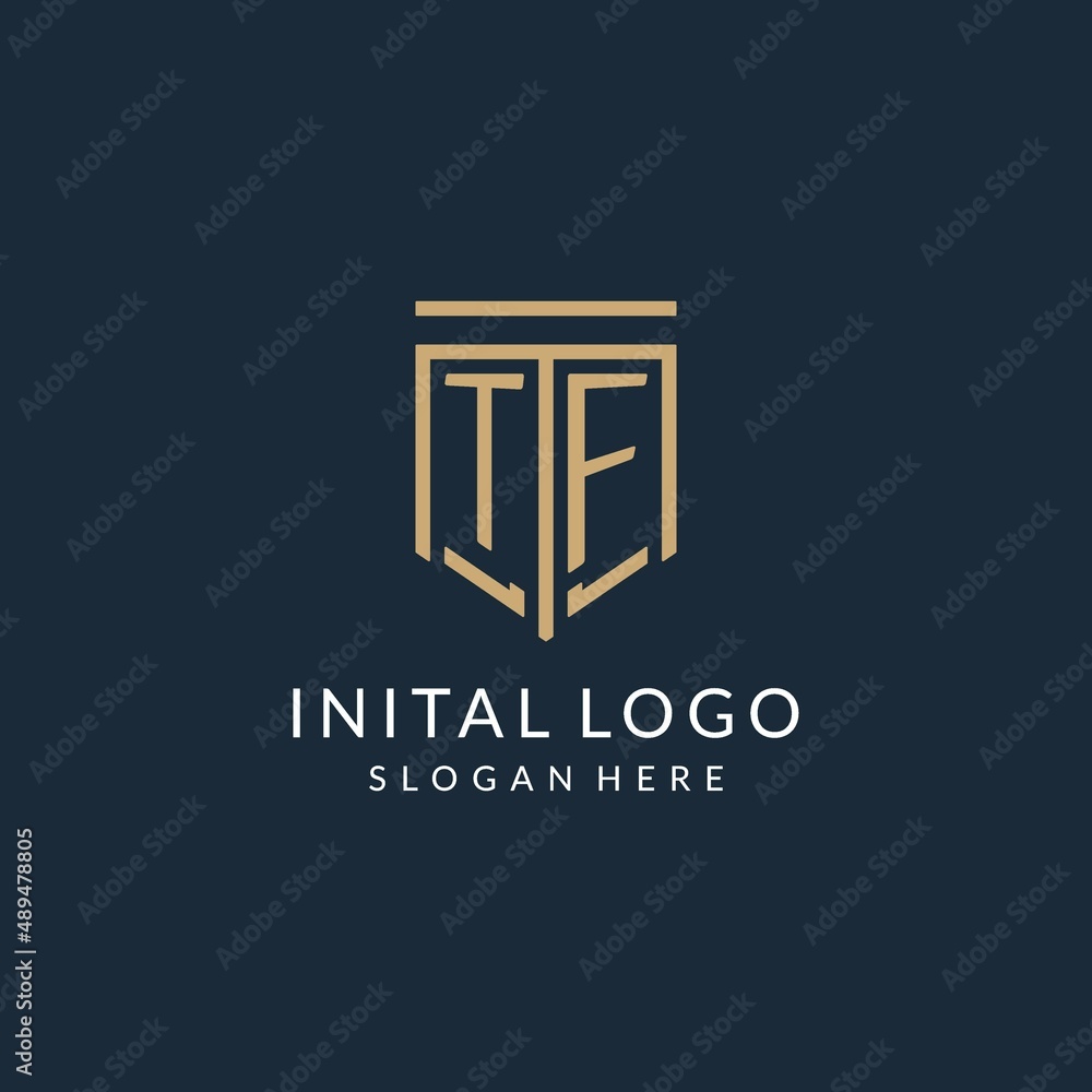 Initial TF shield logo monoline style, modern and luxury monogram logo ...