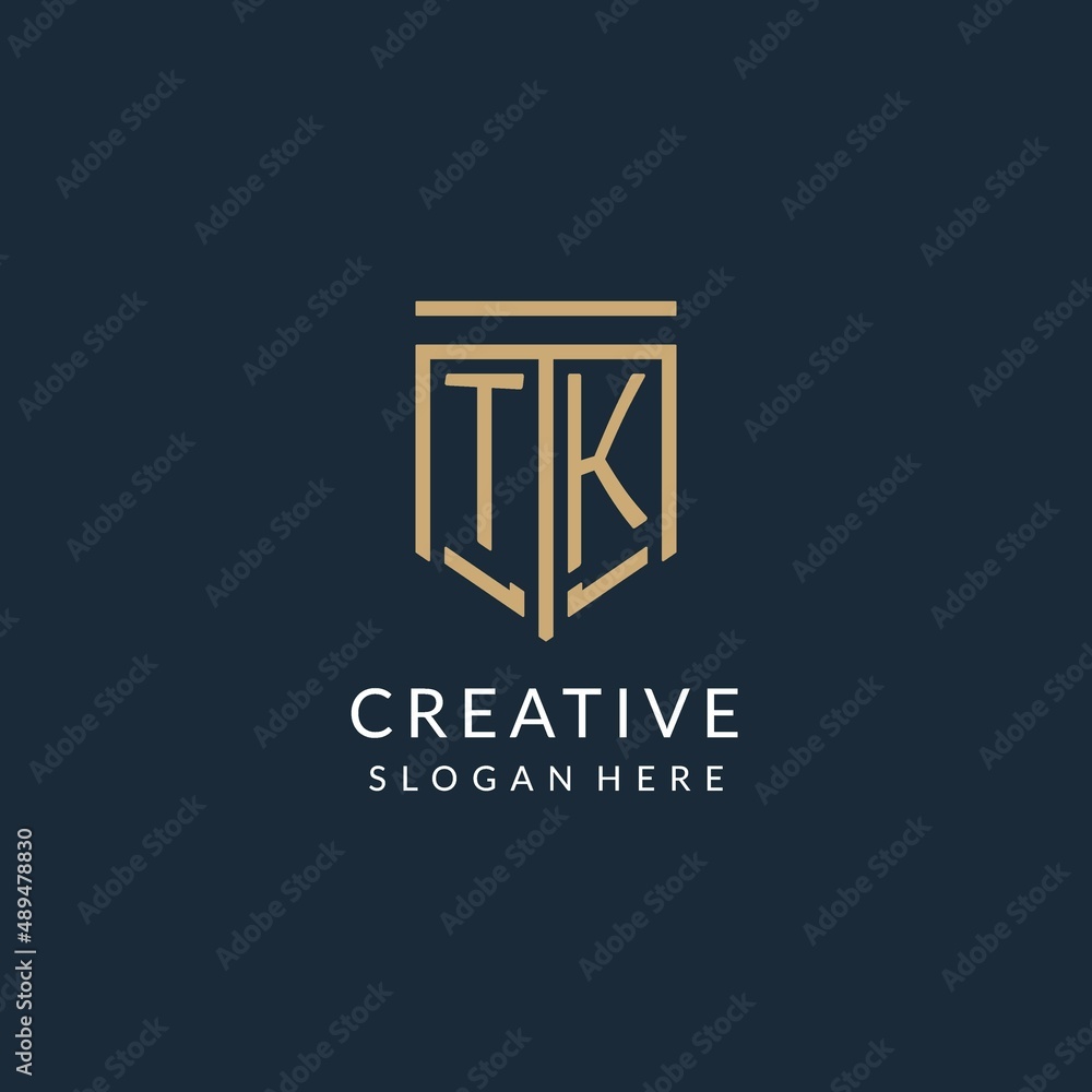 Initial TK shield logo monoline style, modern and luxury monogram logo ...