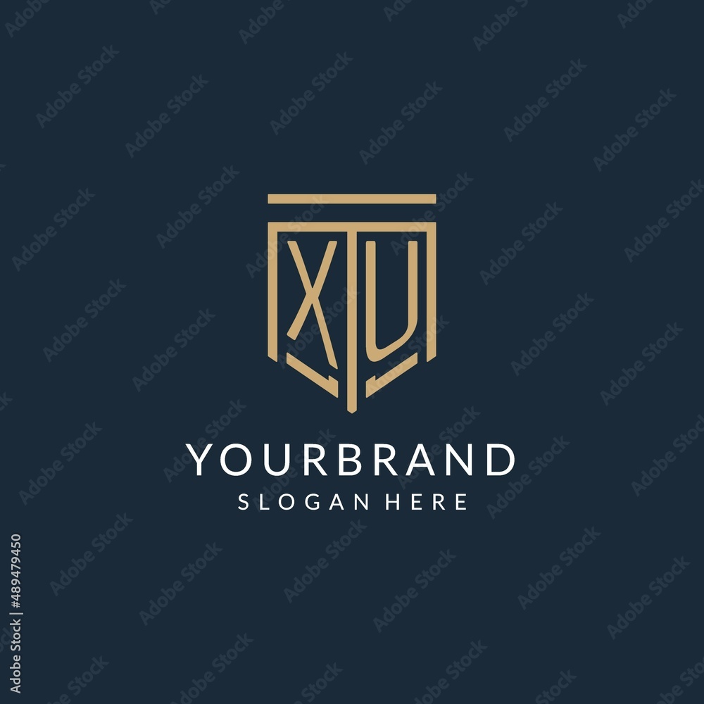 Initial XU shield logo monoline style, modern and luxury monogram logo ...