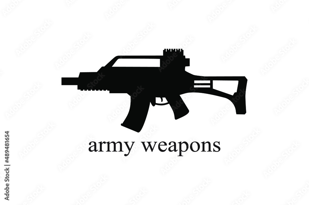 assault rifle illustration, army weapon vector silhouette illustration ...