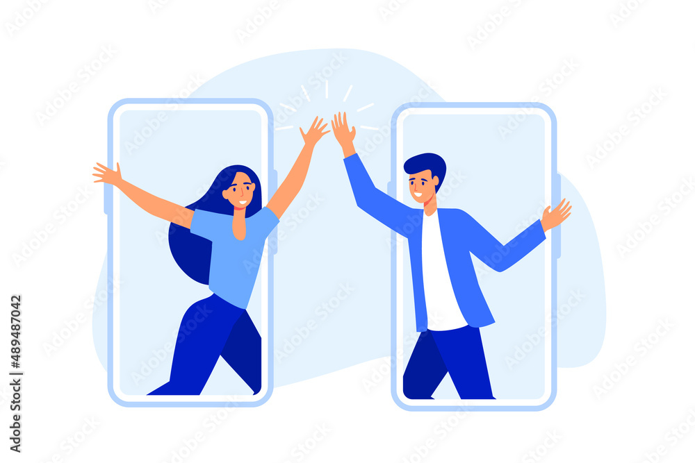 Virtual hi five for success collaboration, remote working or online ...