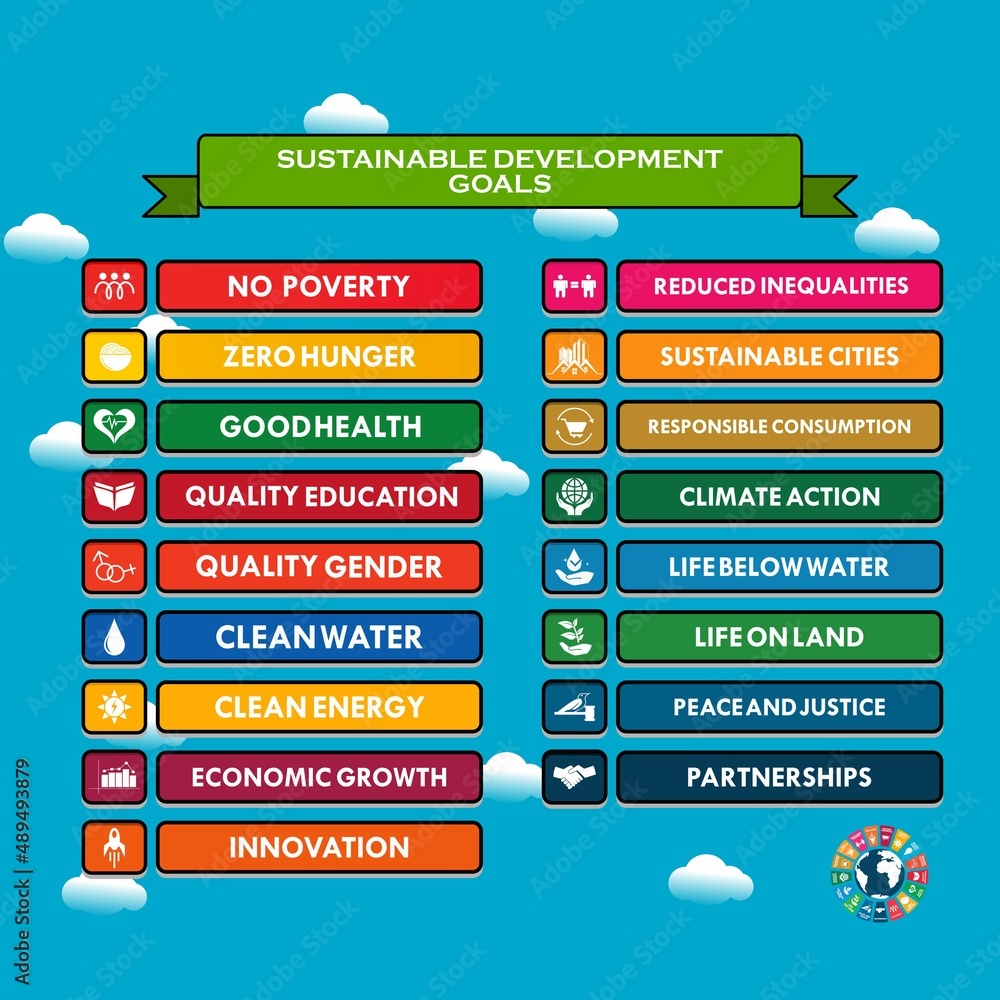 Vetor de 17 sustainable development goals symbol. suitable for your ...