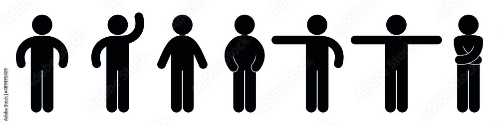 stick figures with different poses, human icon symbol sign, flat vector ...