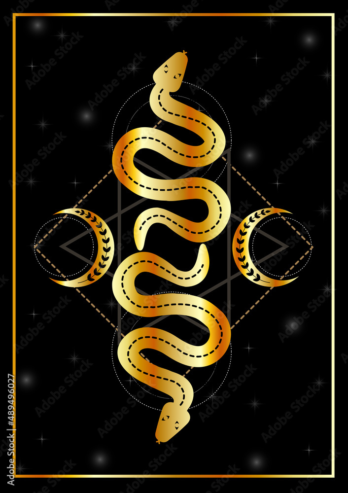 Occult snakes triple goddess fertility symbol gold Stock Vector | Adobe ...