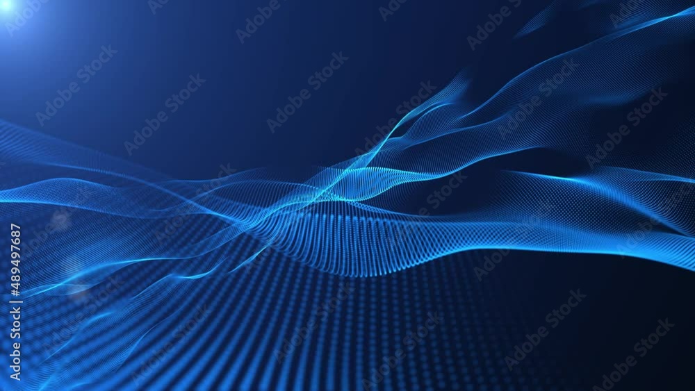 4k blue abstract background video,beautiful abstract wave technology ...