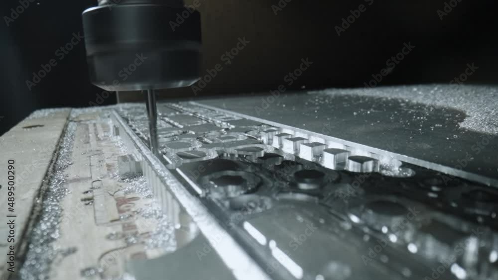 Metalworking milling machine. Drilling steel, slow motion. Drilling ...