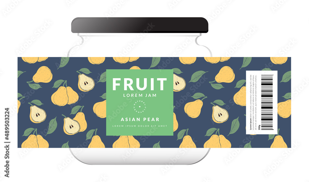 Pear Label packaging design templates, Hand drawn style vector ...