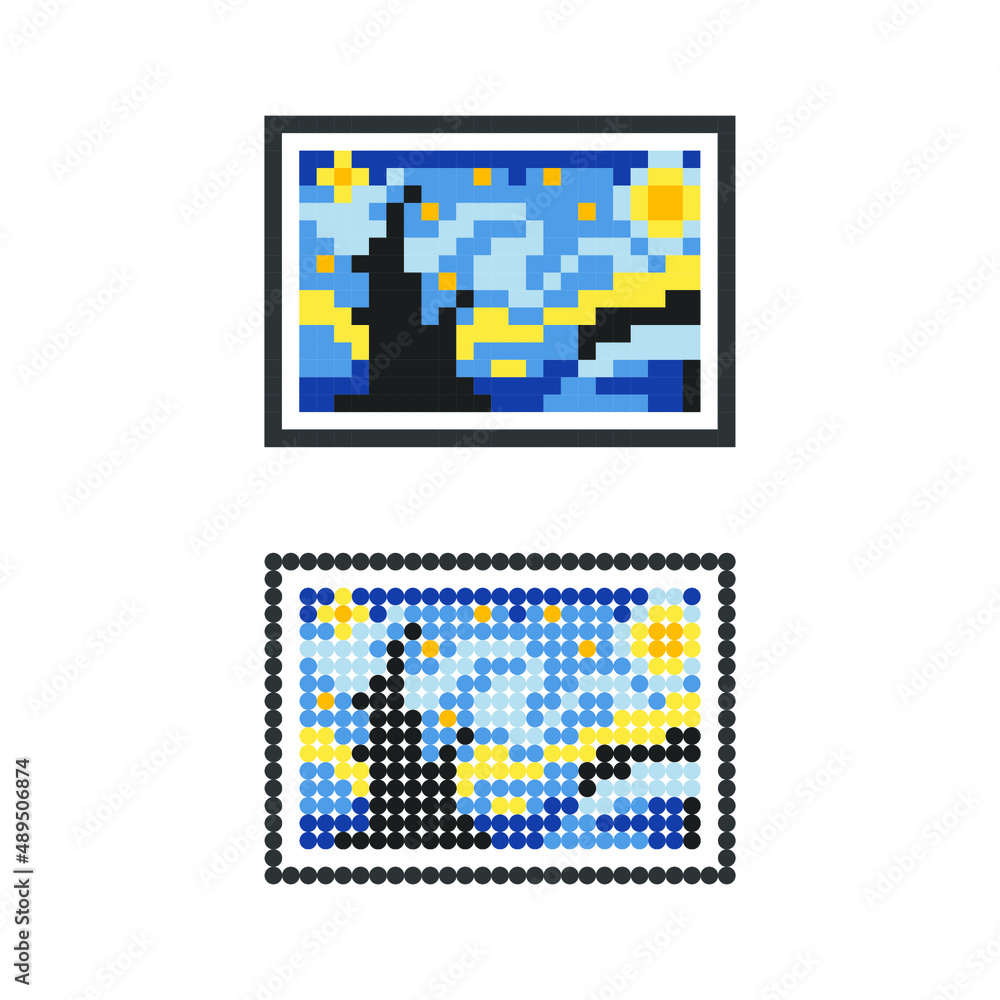 Picture icon. Pixel art. 8-bit sprite. Classic story. Sticker design ...
