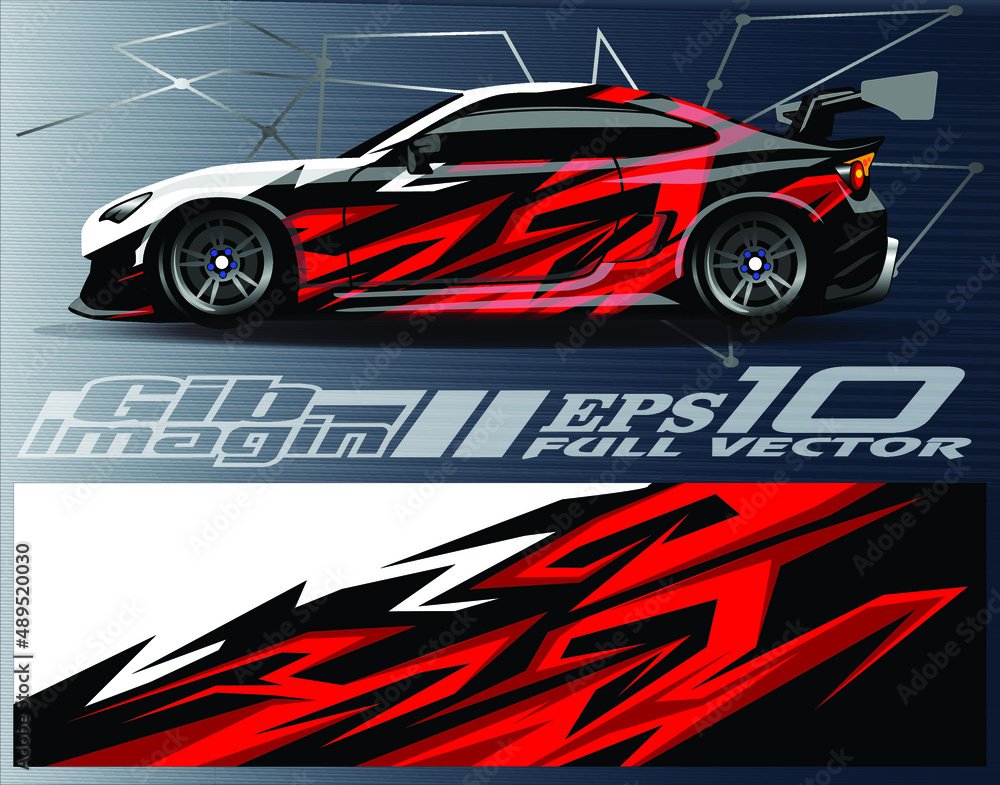 Graphic abstract stripe racing background designs for vehicle, rally ...