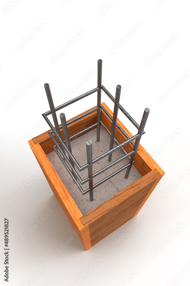 3d columns rendering, concrete columns under construction. column ...