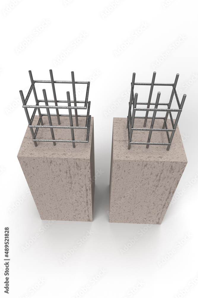 3d columns rendering, concrete columns under construction. column ...