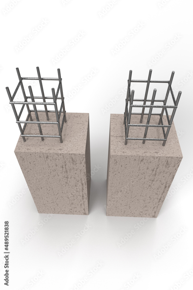 3d columns rendering, concrete columns under construction. column ...