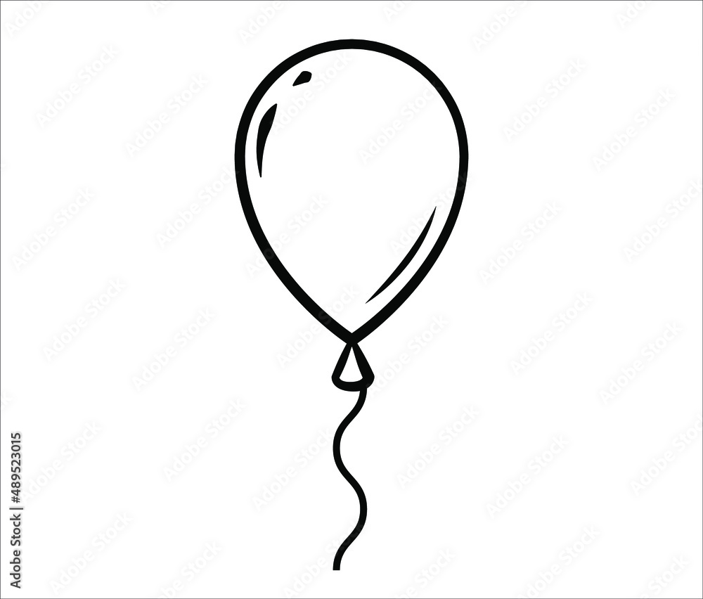 Balloon vector icon in black and white colors isolated illustration ...