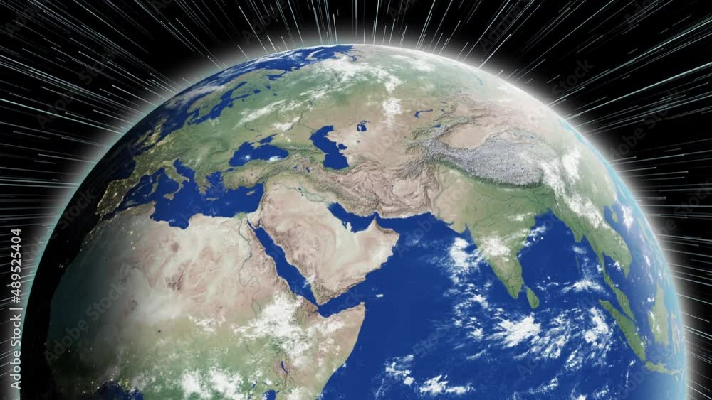 Planet earth rotation - computer generated animation. Night to day ...