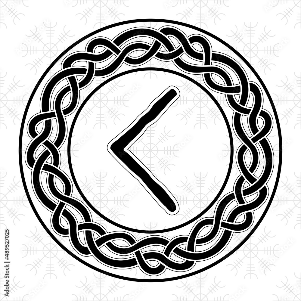 Rune Kenaz Kanu in a circle - an ancient Scandinavian symbol or sign ...