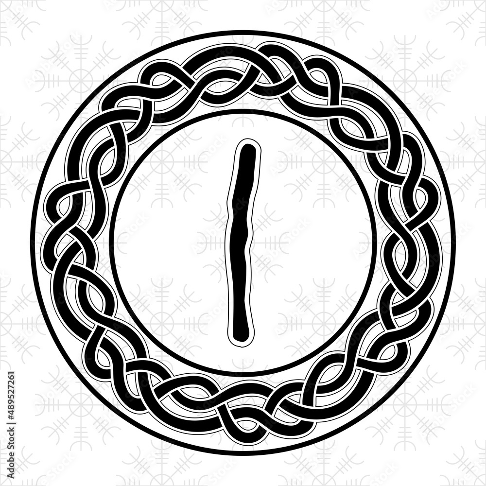 Rune Isa in a circle - an ancient Scandinavian symbol or sign, amulet ...