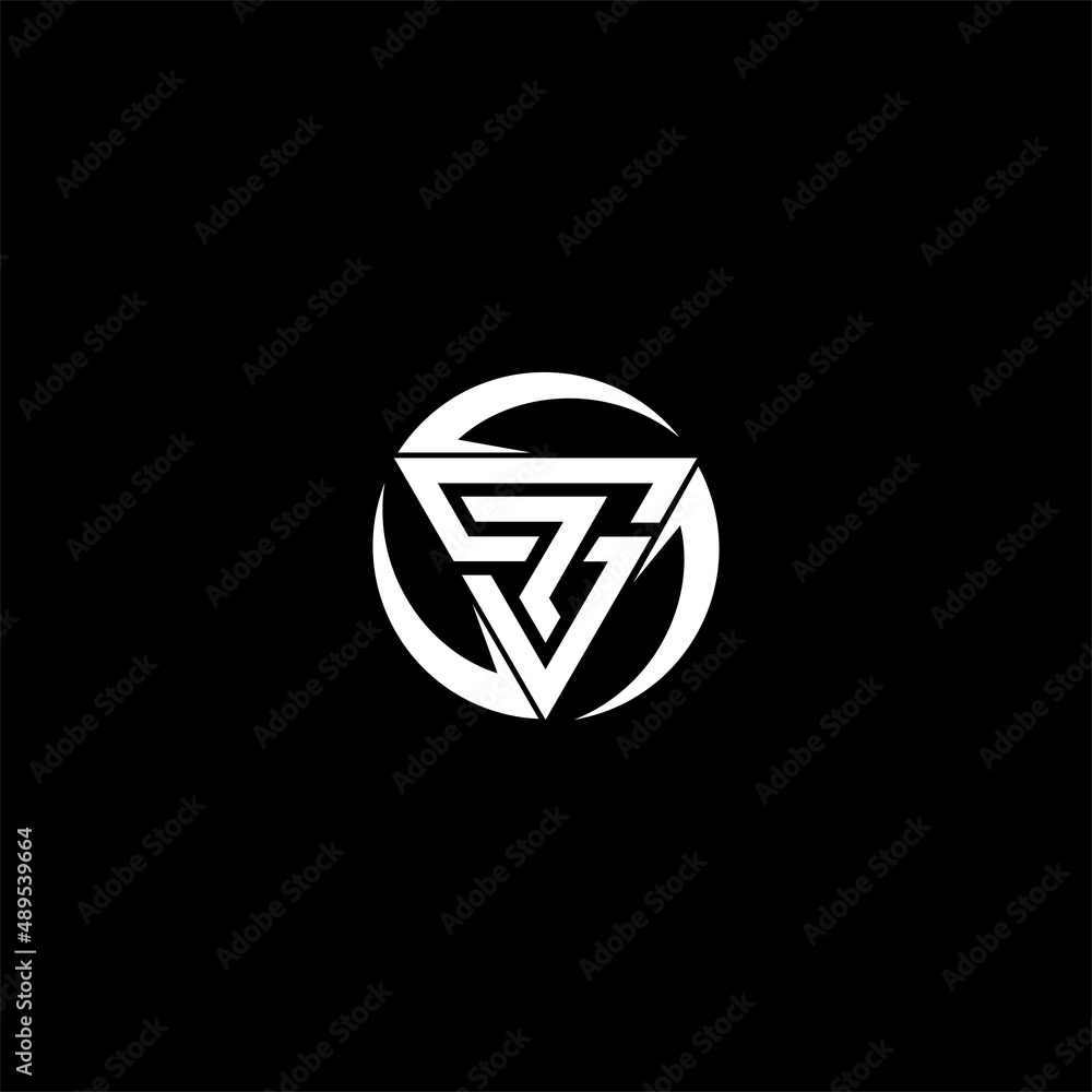 Letter SP or PS logo with triangle shape and circle with outline rounded design template ...