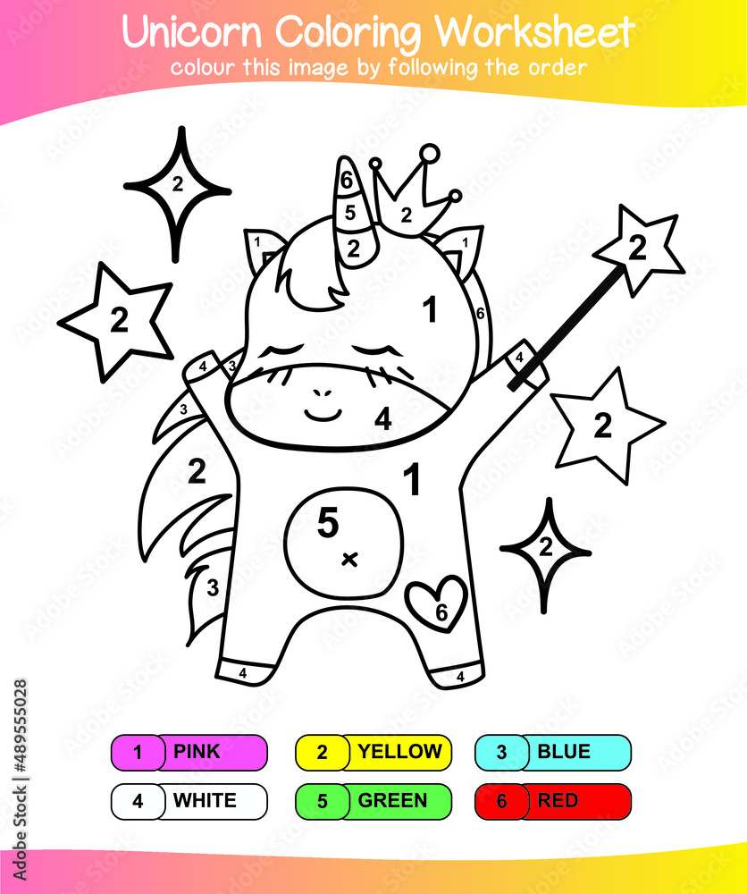 Unicorn coloring worksheet page. Coloring worksheet for preschool ...